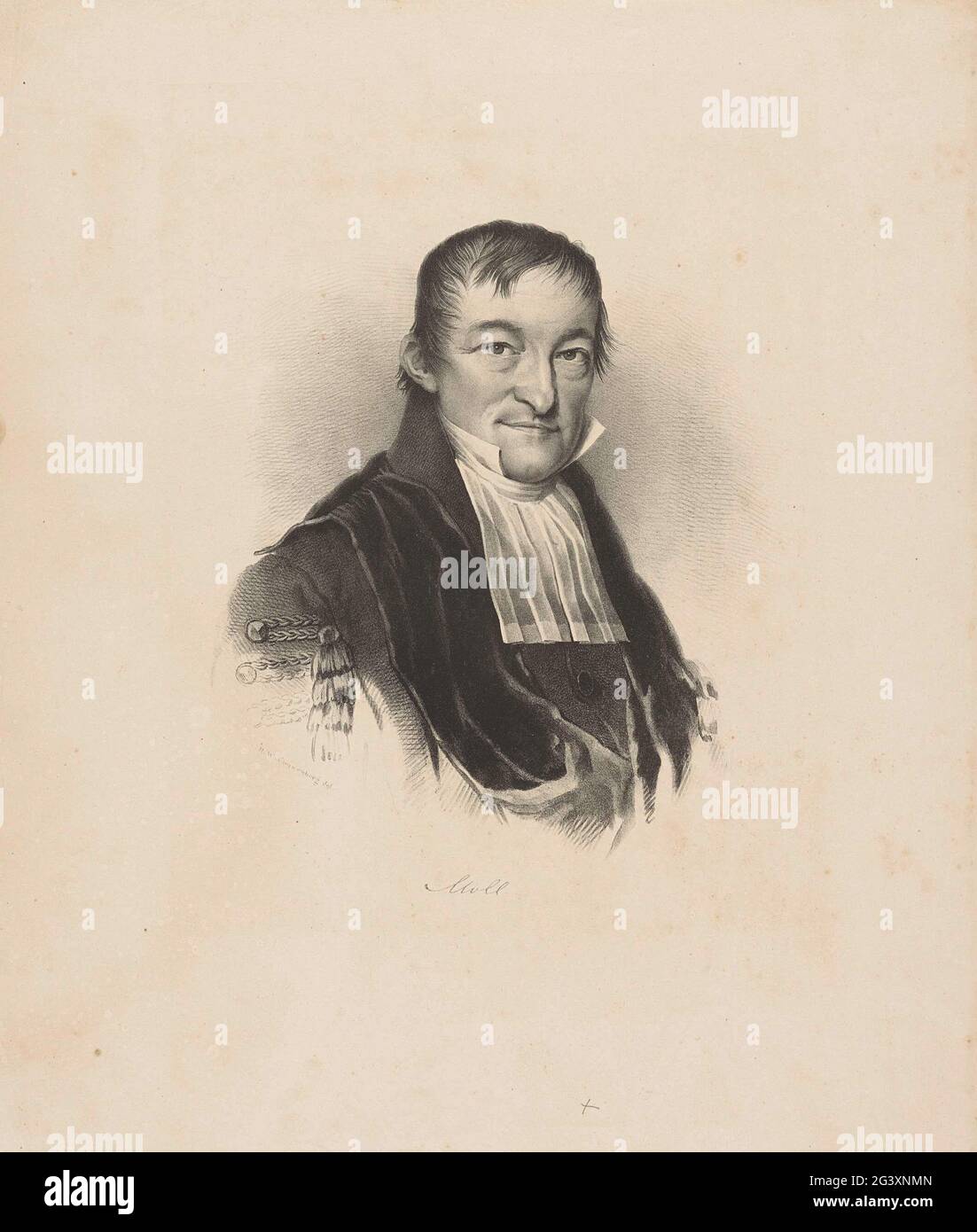 Portrait of gerrit moll. The portrait carries a gown and a white beF ...
