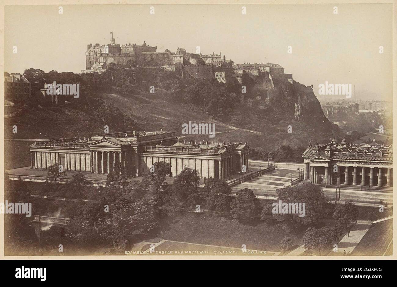 View of Edinburgh Castle and the National Gallery in Edinburgh ...