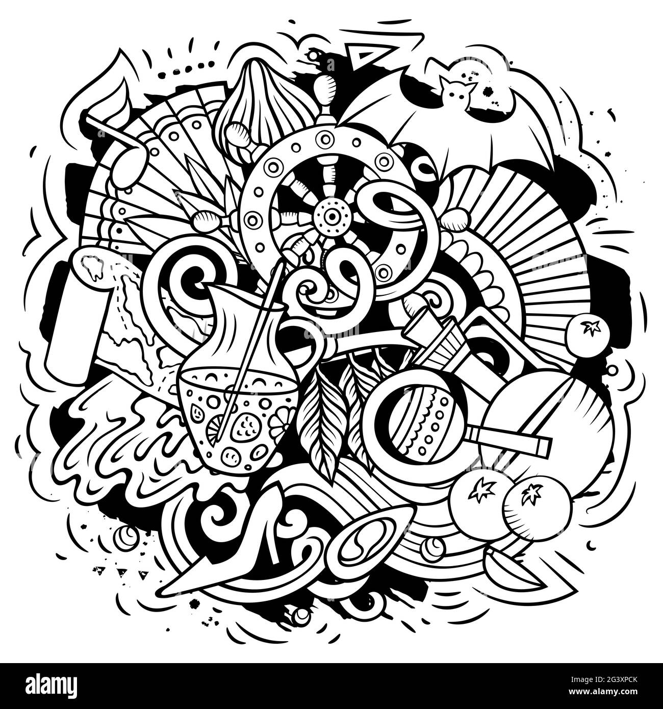 Spain hand drawn cartoon doodle illustration. Funny Spanish elements ...