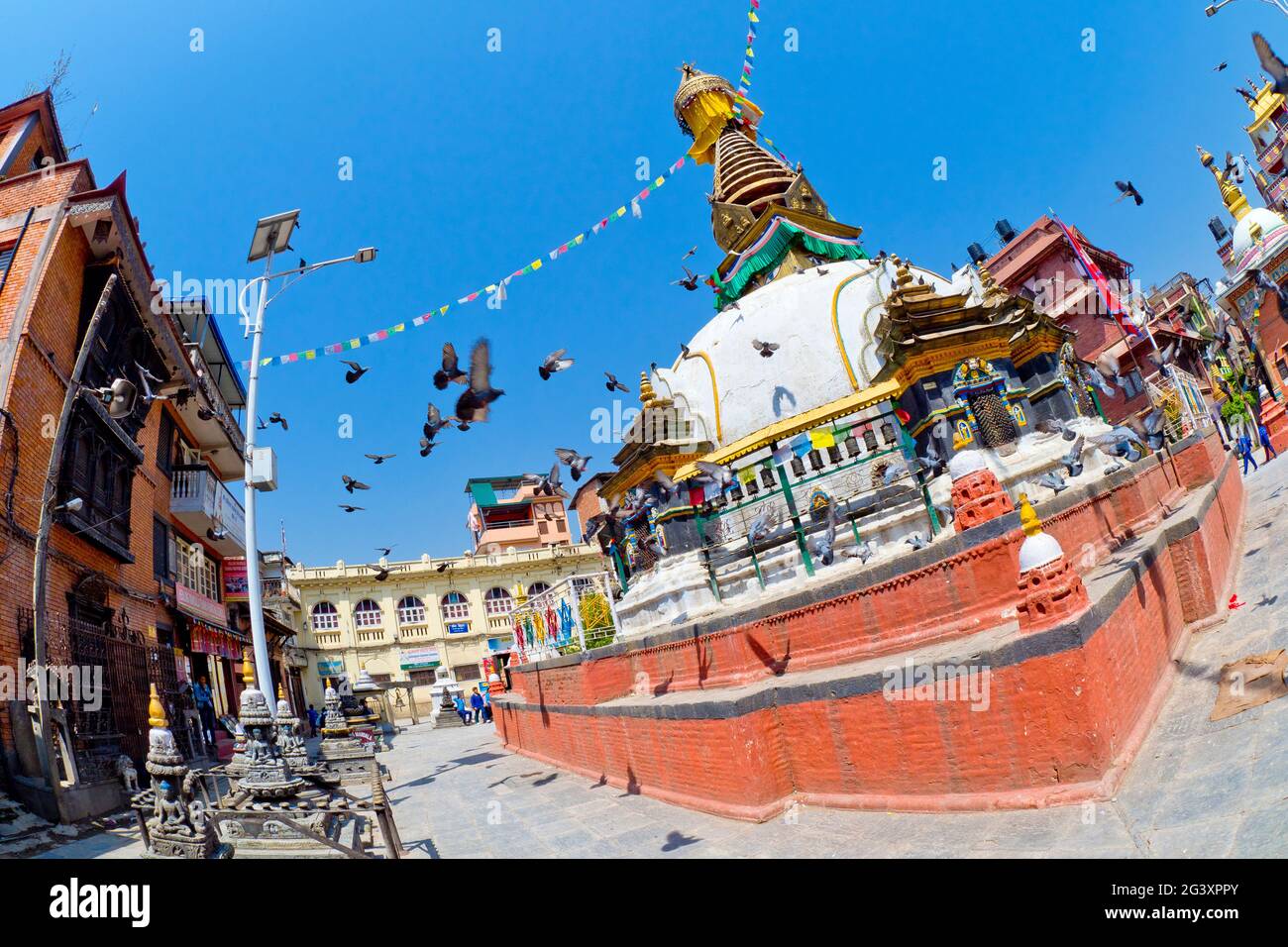 Buddhist Stupa, Thamel Tourist Area, Kathmandu, Nepal, Asia Stock Photo ...