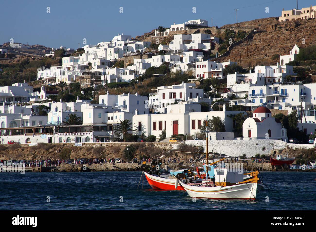 Fishing Harbour, Mykonos, Cyclades Islands, Greece, Europe Stock Photo ...
