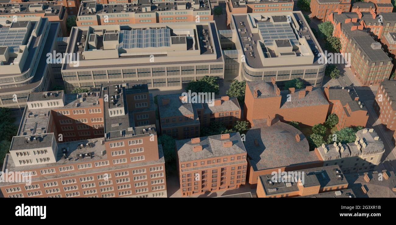 3D illustration bird's eye view of the cityscape Stock Photo - Alamy