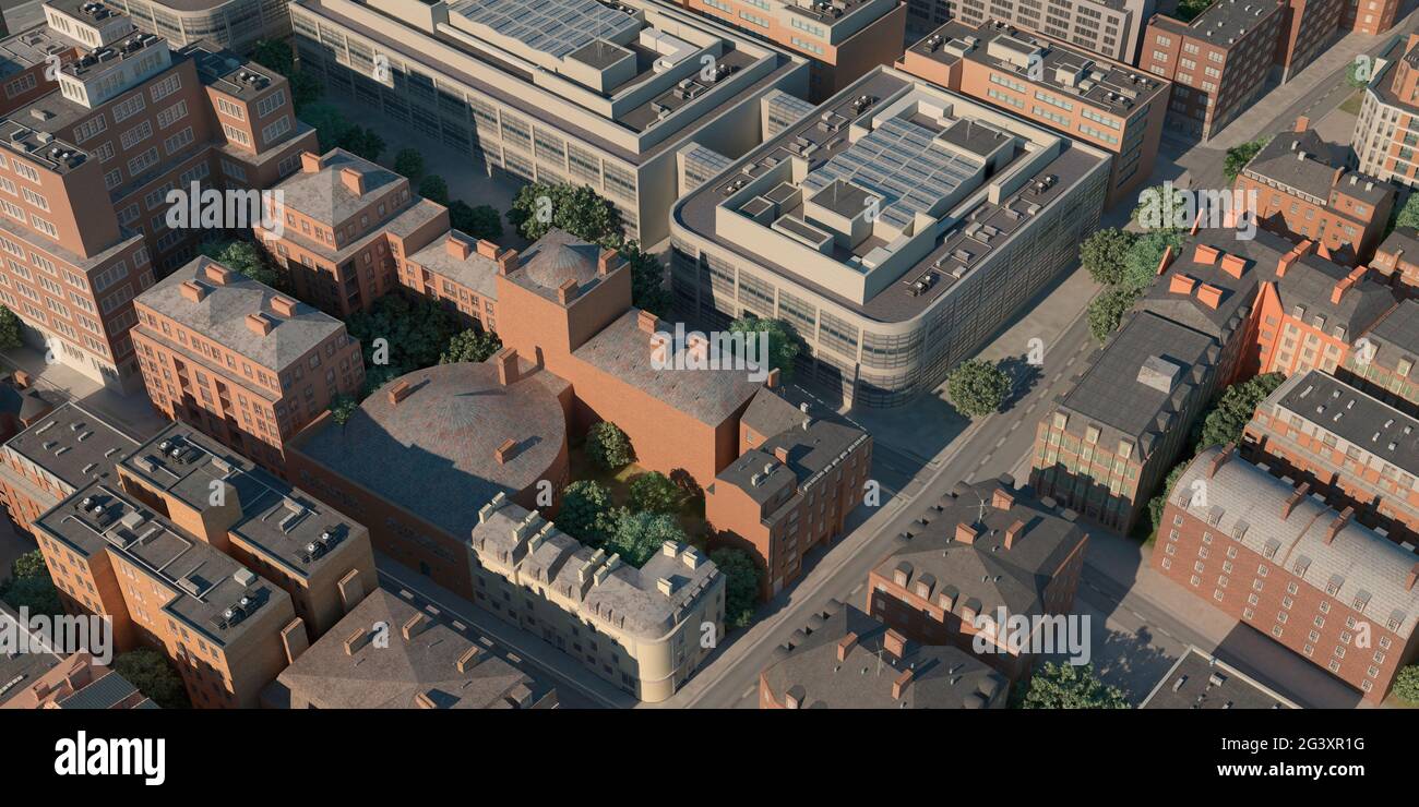 3D illustration bird's eye view of the cityscape Stock Photo - Alamy