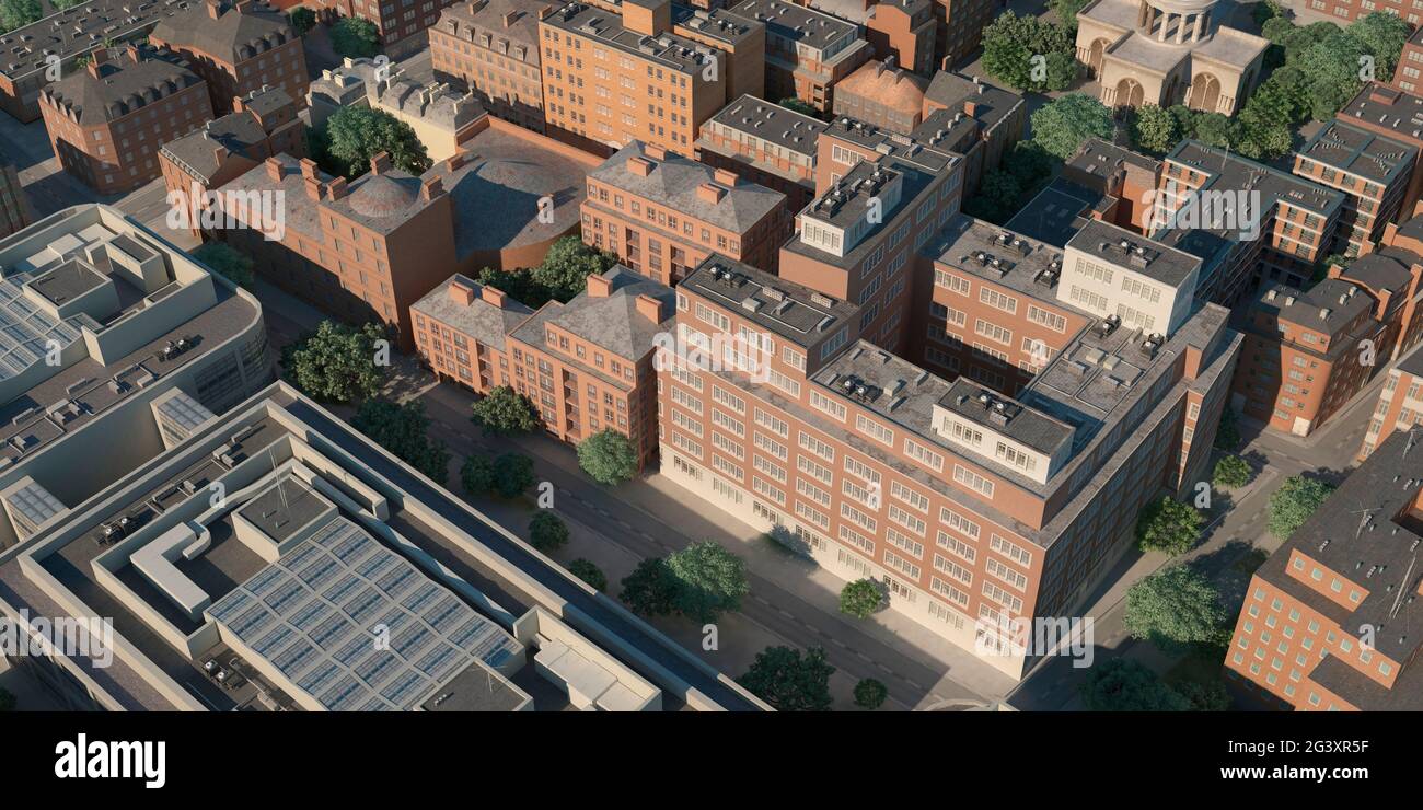 3D illustration bird's eye view of the cityscape Stock Photo - Alamy