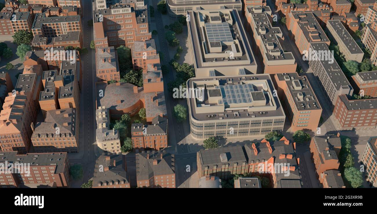 3D illustration bird's eye view of the cityscape Stock Photo - Alamy