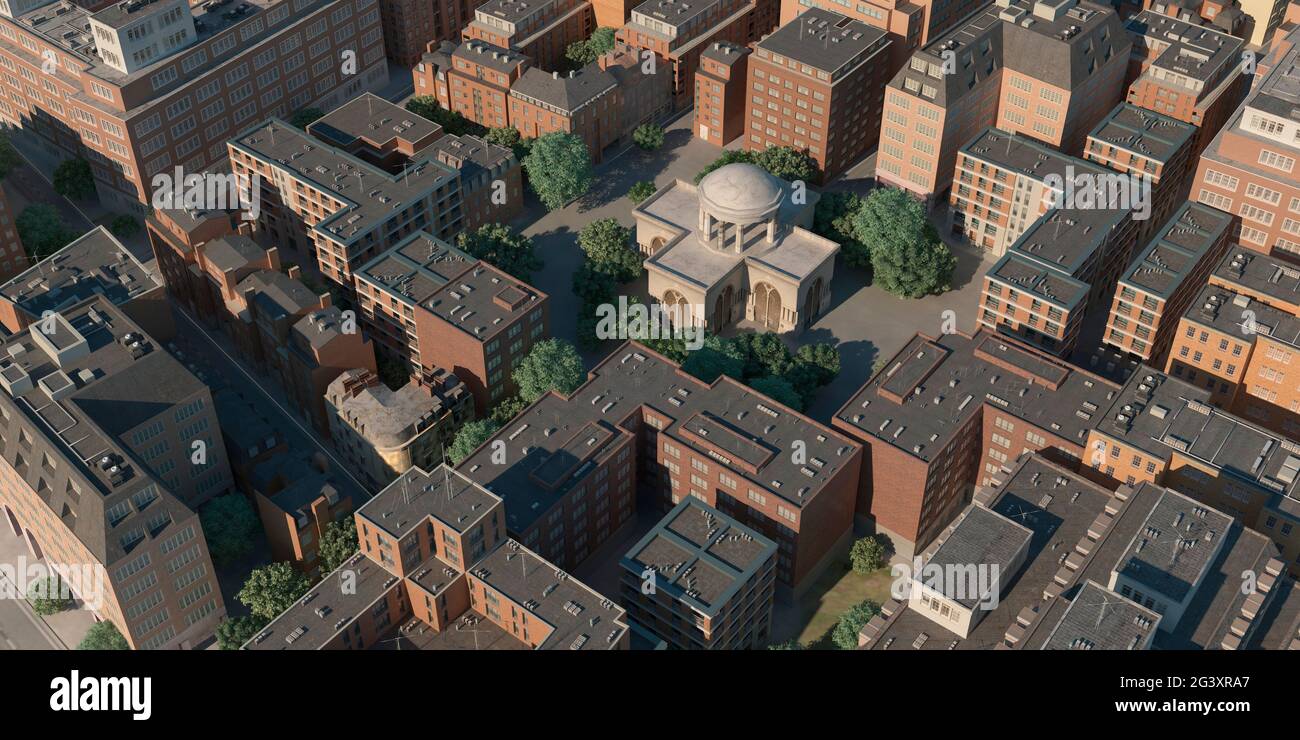 3D illustration bird's eye view of the cityscape Stock Photo - Alamy