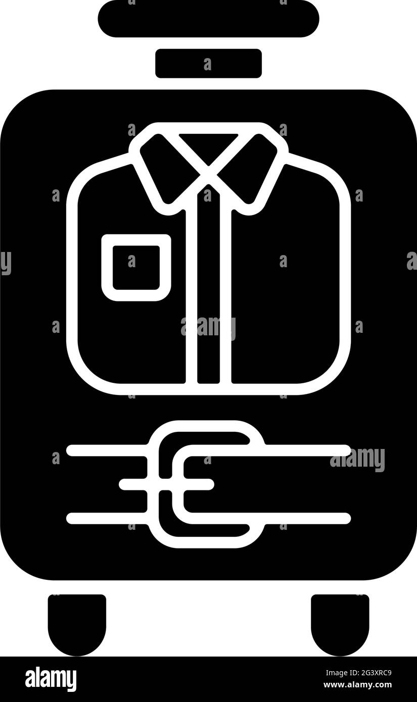 Open suitcase with clothing black glyph icon Stock Vector Image & Art ...
