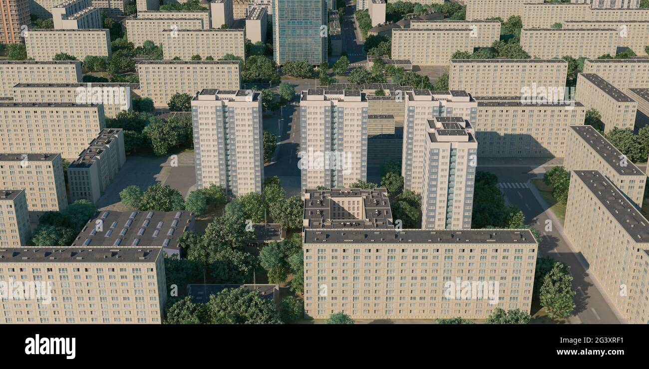 3D illustration bird's eye view of the cityscape Stock Photo - Alamy