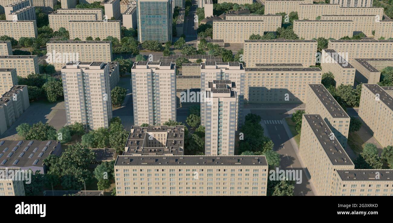 3D illustration bird's eye view of the cityscape Stock Photo - Alamy