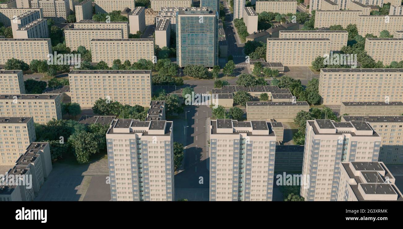 3D illustration bird's eye view of the cityscape Stock Photo - Alamy