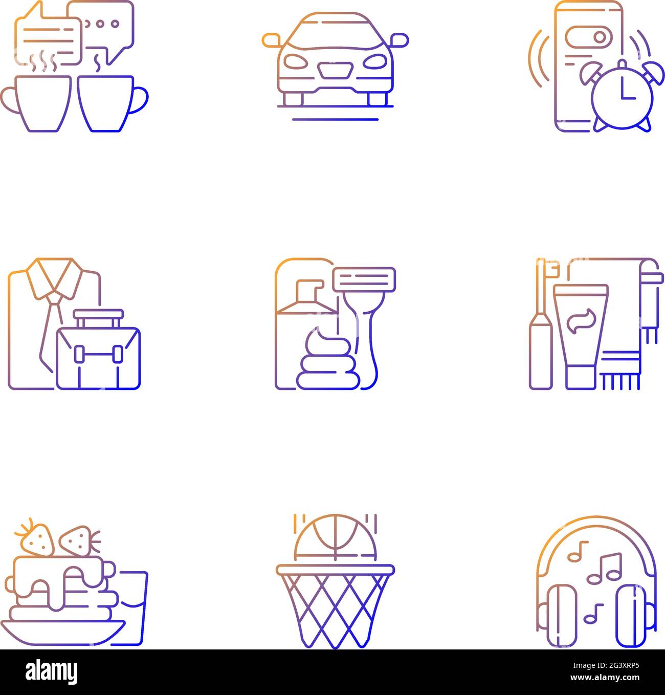 Daily routine gradient linear vector icons set Stock Vector Image & Art - Alamy