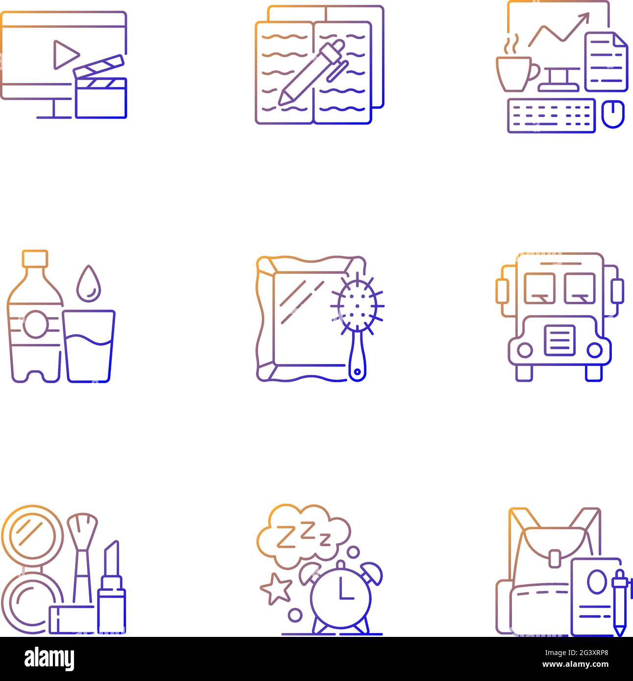 Everyday activities gradient linear vector icons set Stock Vector Image & Art - Alamy