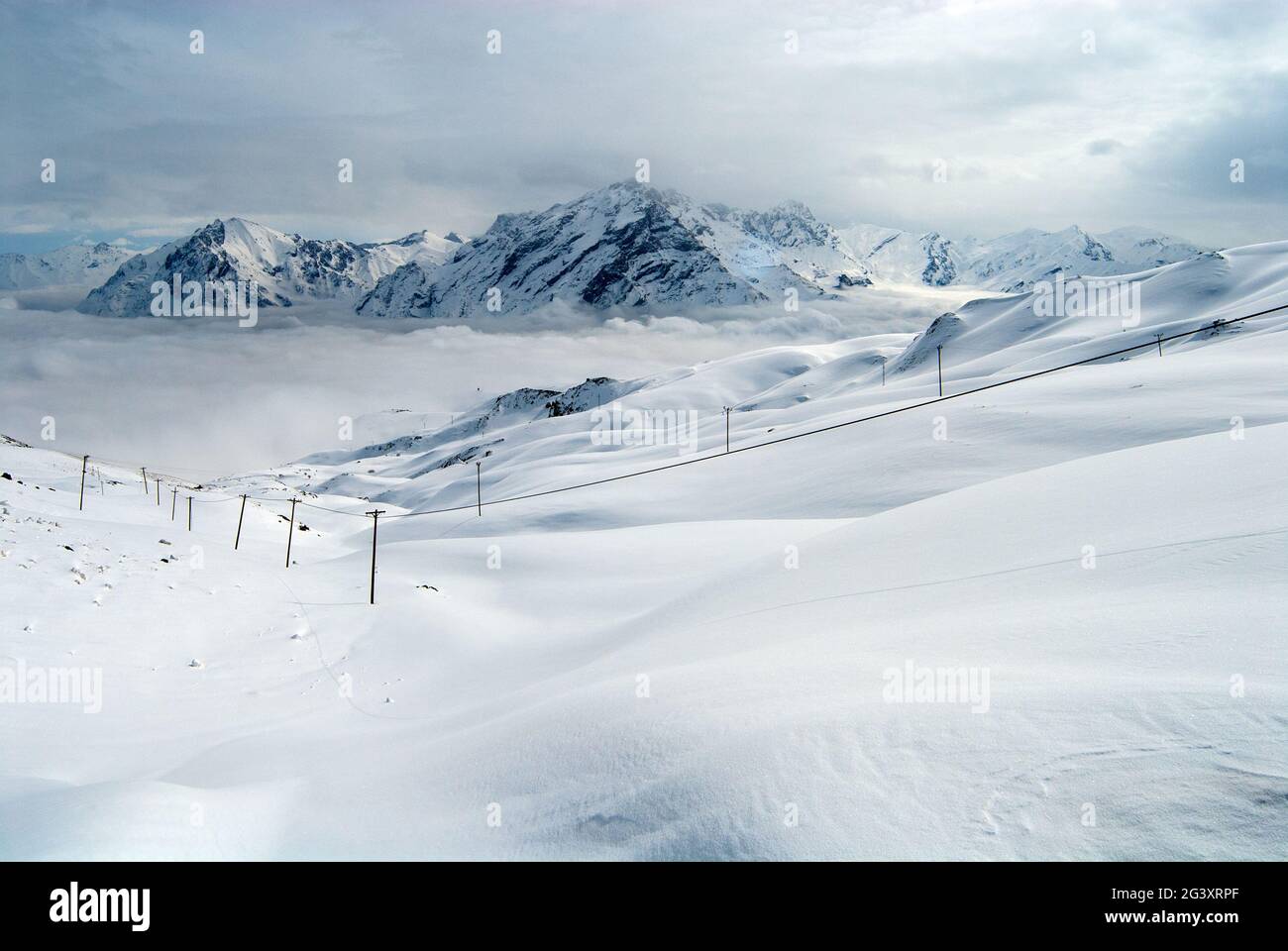 Snowy mountains landscape with cloudy weather, Hakkari, Turkey Stock ...