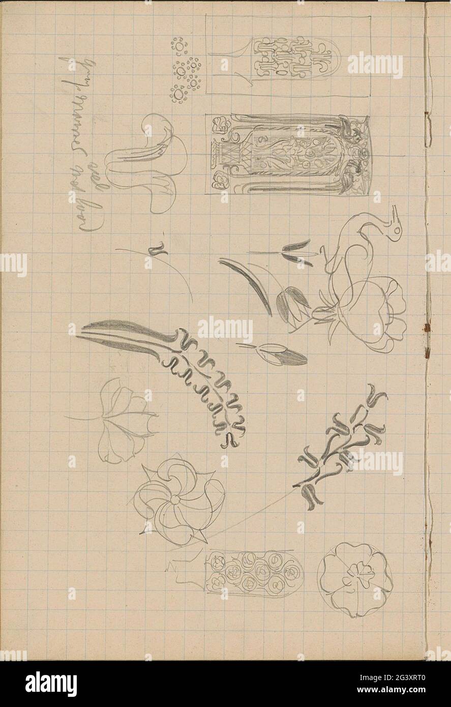 Floral ornaments. Leaf 5 Verso from a sketchbook with 11 sheets Stock ...