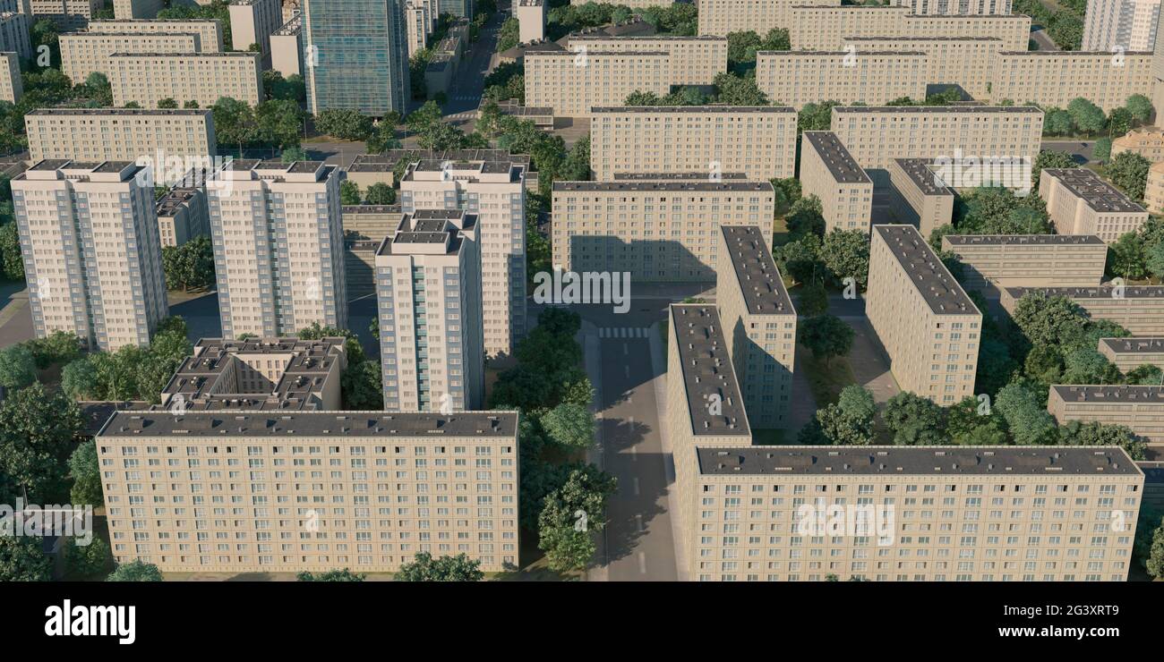 3D illustration bird's eye view of the cityscape Stock Photo - Alamy