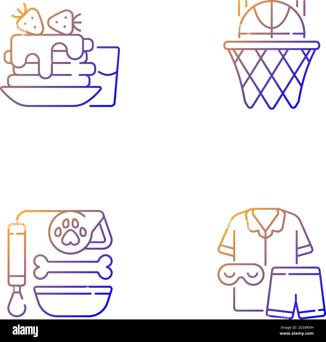 Daily student routine gradient linear vector icons set Stock Vector Image & Art - Alamy