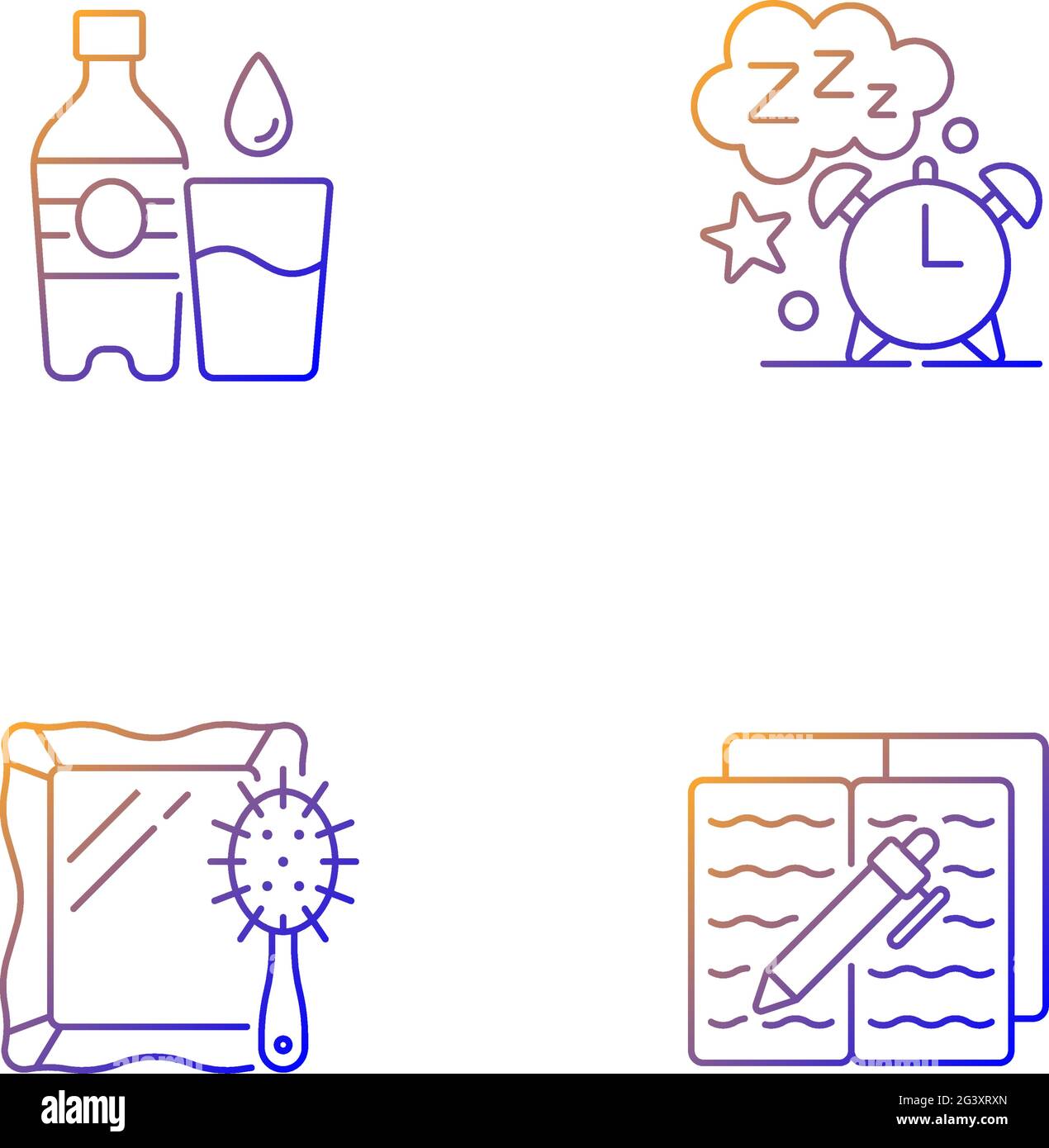 Daily schedule and routine gradient linear vector icons set Stock ...