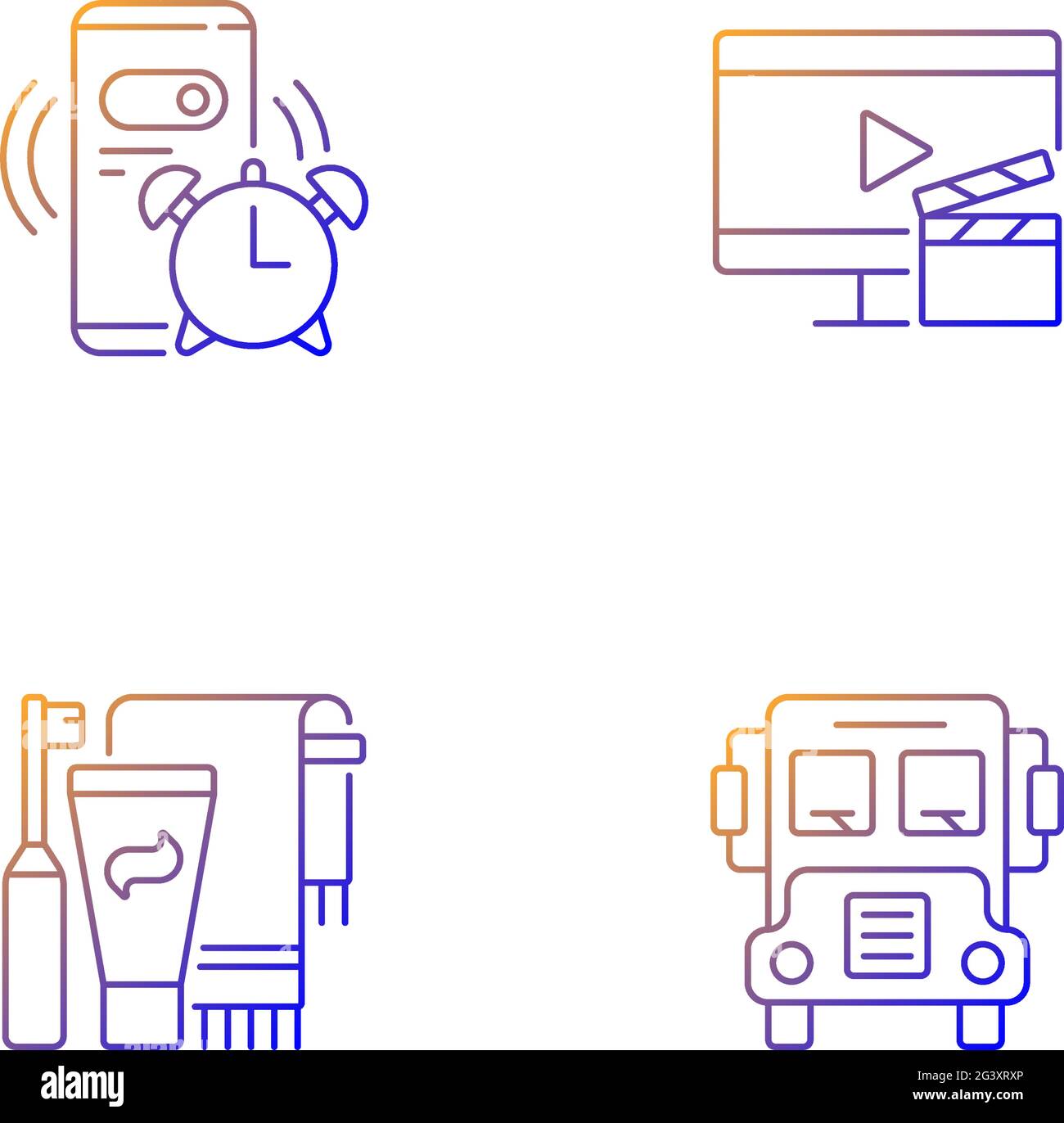 Student everyday routine gradient linear vector icons set Stock Vector Image & Art - Alamy