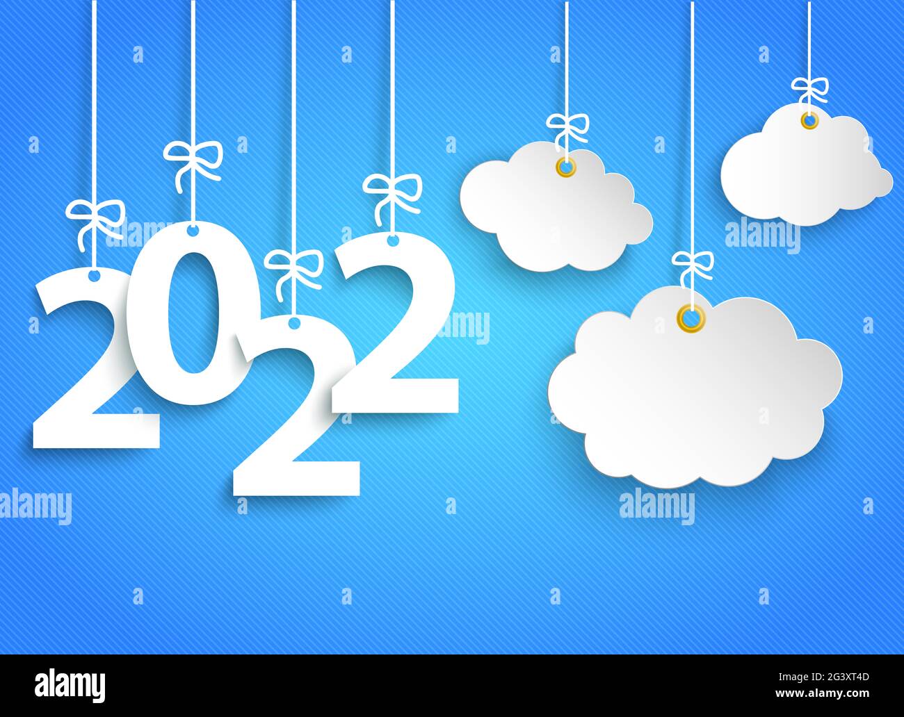 Striped Blue Sky 2022 3 Cloud Stickers Stock Photo - Alamy