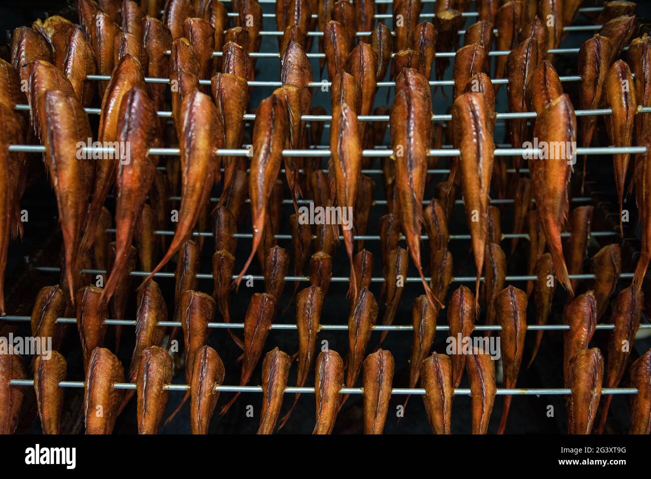 Smoked fish production concept Stock Photo - Alamy