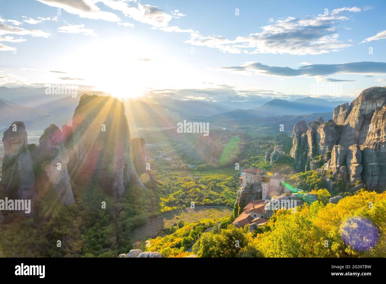 Greek Rocky Monastery at Sunset Stock Photo - Alamy