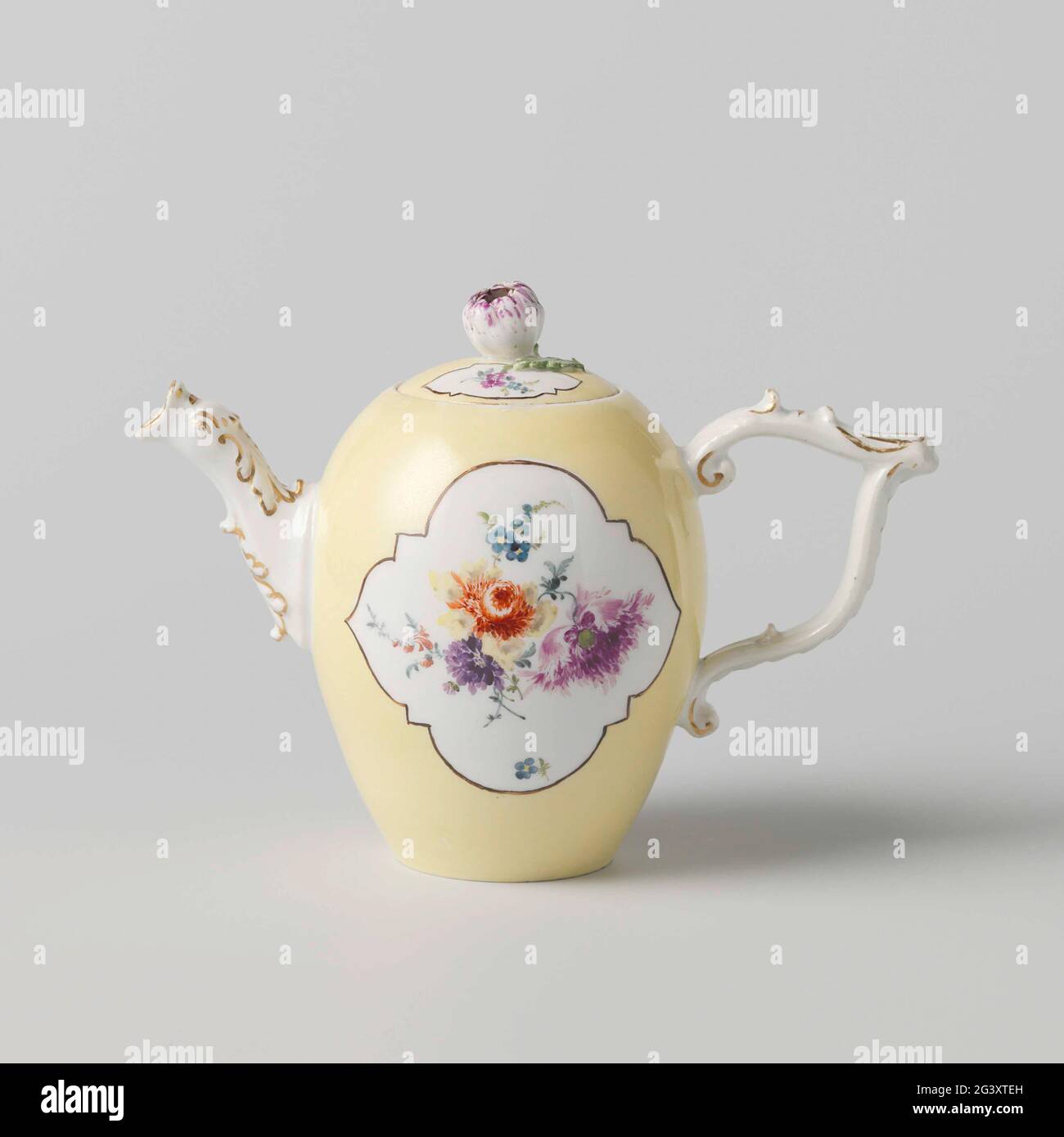Teapot with lid, painted multi-colored with Deutsche Blumen in crafted ...