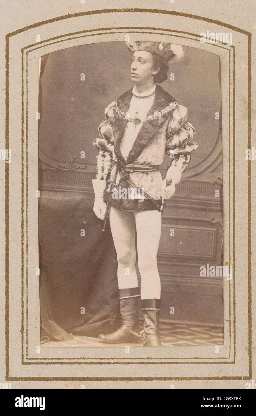 Portrait of the Delft student of Lynden with hat, leotard and short ...