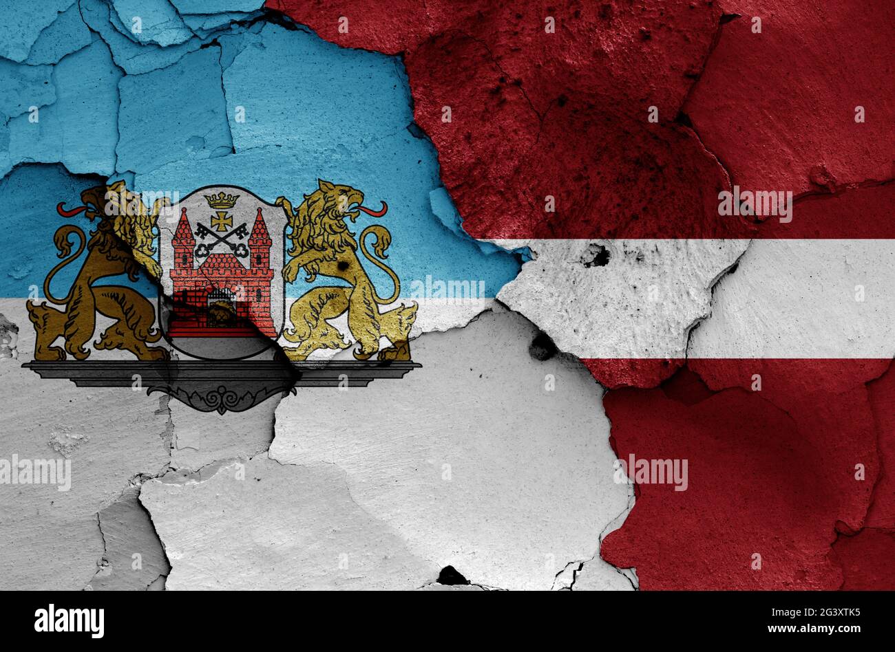 Flags of Riga and Latvia painted on cracked wall Stock Photo - Alamy