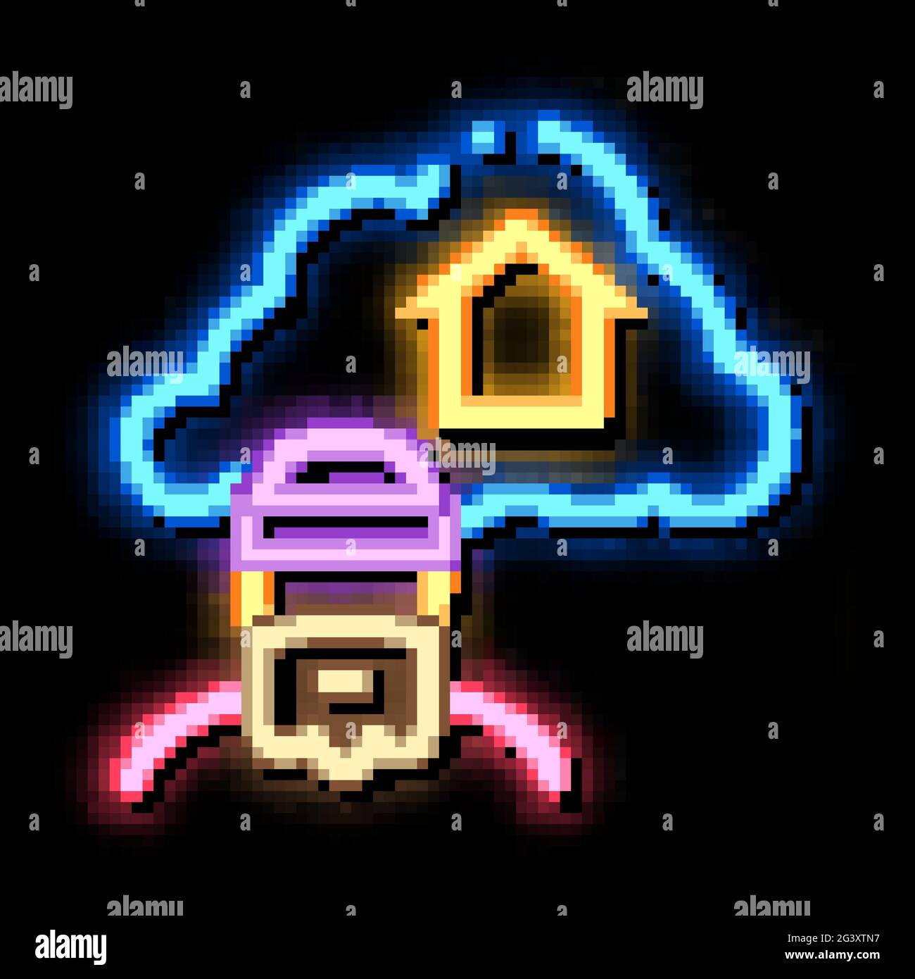 homeless dreaming about home neon glow icon illustration Stock Vector ...