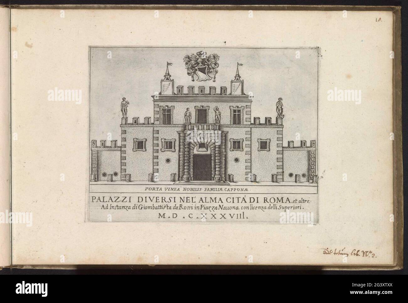 Title print with the gate of the Cappona family in Rome; Porta Vinea ...