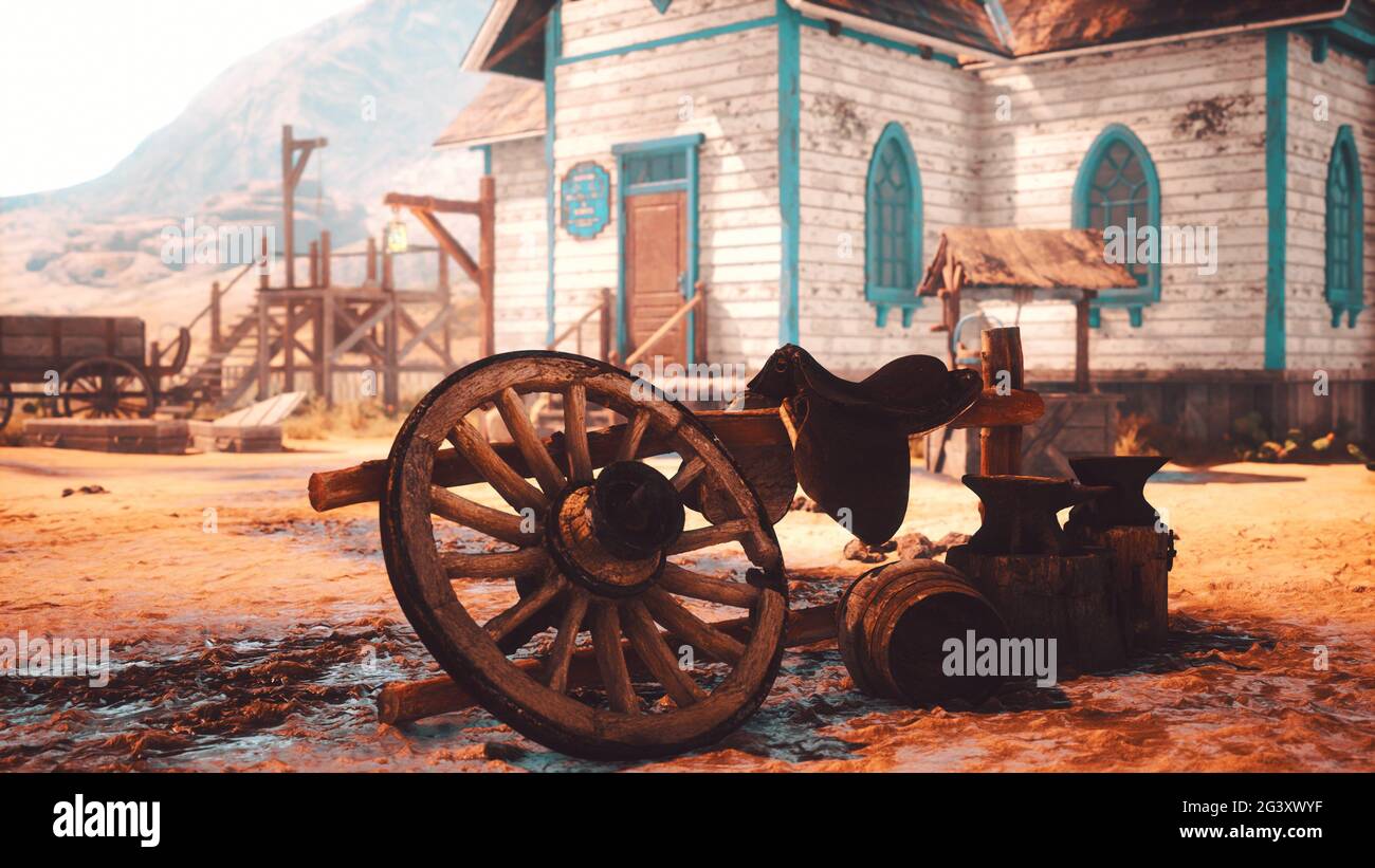 Old American wild western style town Stock Photo - Alamy