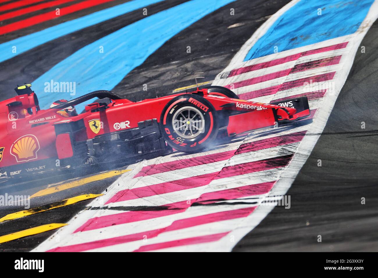 Le Castellet, France. 18th June, 2021. Carlos Sainz Jr (ESP) Ferrari SF-21 spins in the first ...