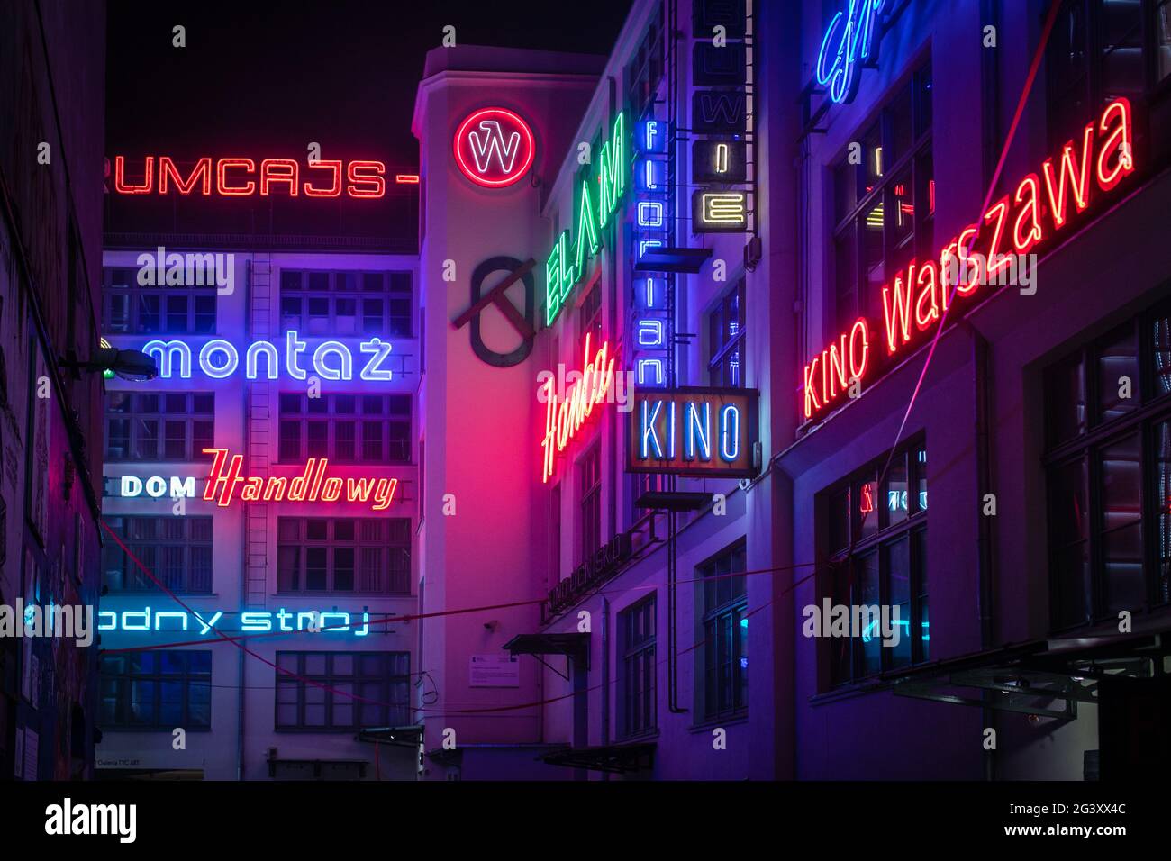 Neon side gallery at night, galeria neonów, Ruska 46c, Wroclaw, Lower ...