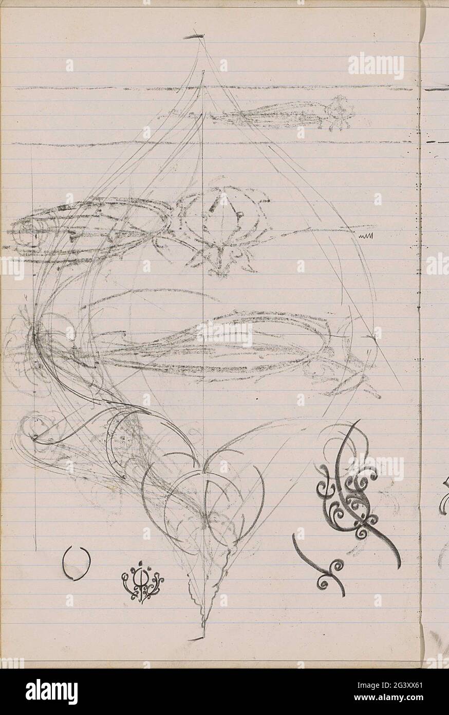 Ornaments. Leaf 51 Verso from a sketchbook with 79 sheets Stock Photo ...