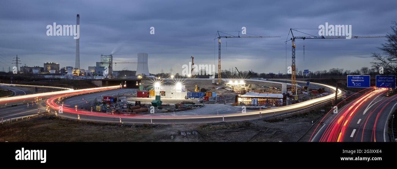 Panorama motorway junction A 43 with A 42 with power plant and ...