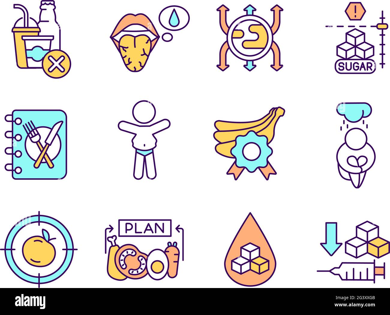 Set icons blood glucose Cut Out Stock Images & Pictures - Alamy