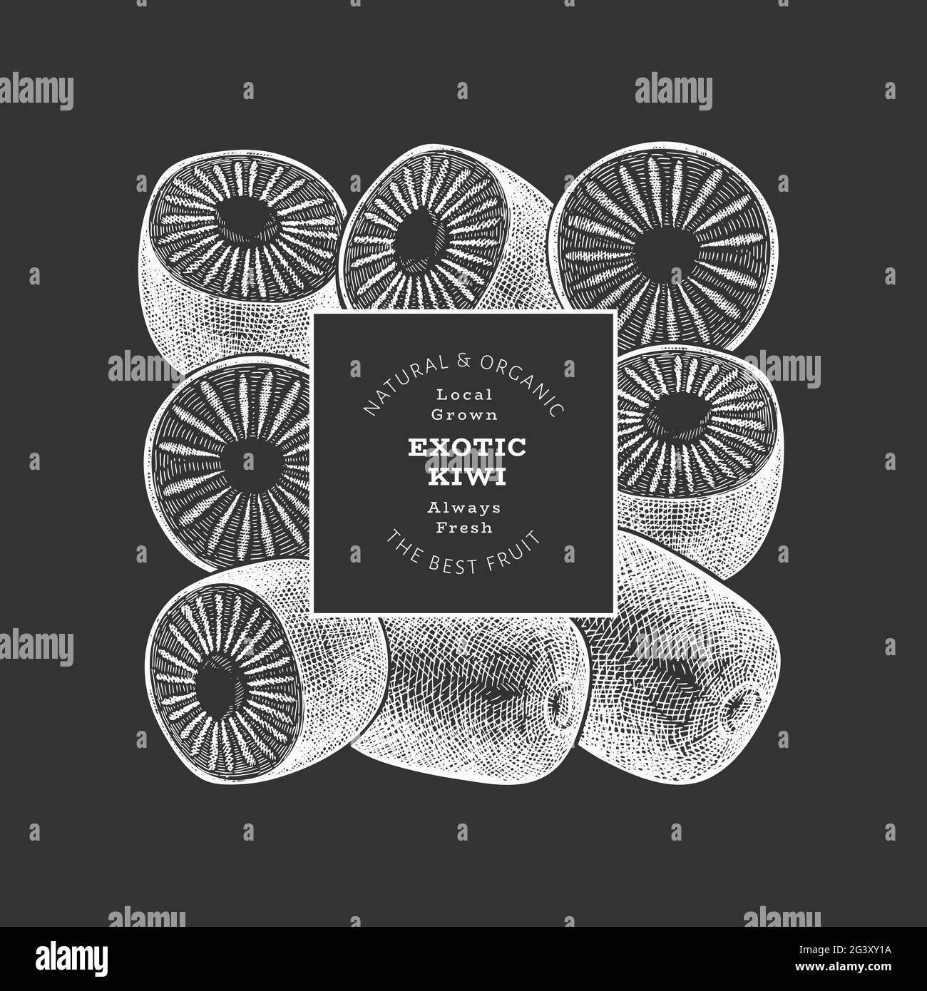 Hand drawn sketch style kiwi banner. Organic fresh fruit vector ...