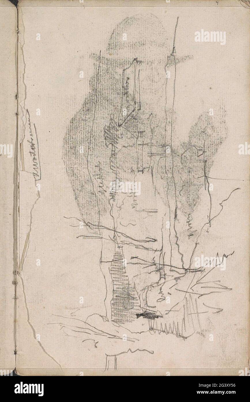 Landscape with buildings. Page 4 From a sketchbook with 29 sheets Stock ...