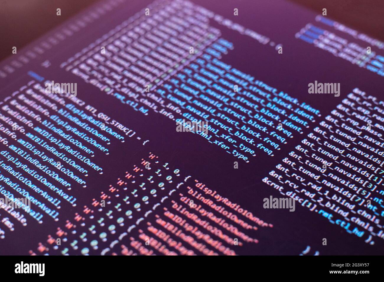 macro monitor screen with program code on it, making the new php script ...