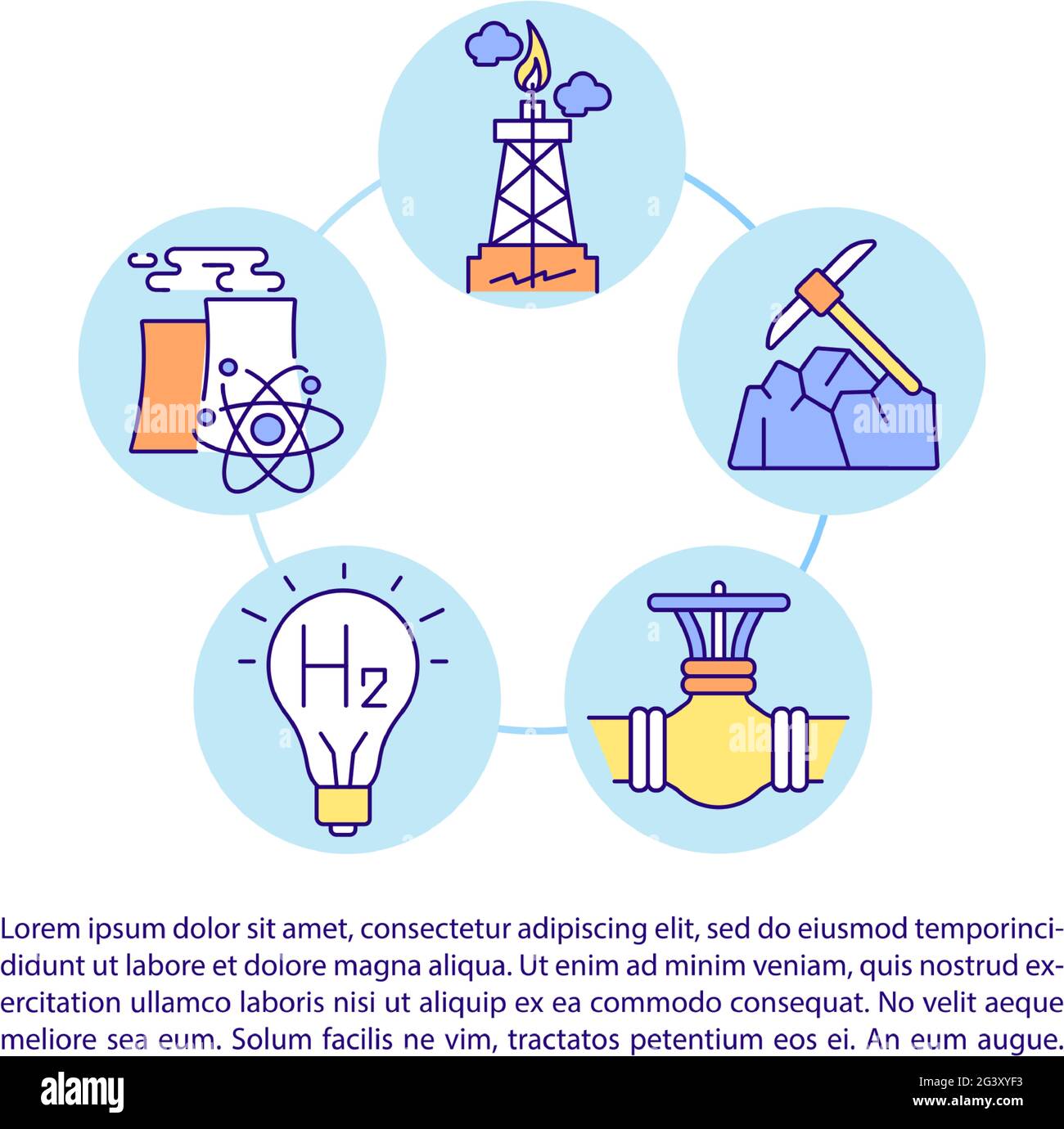 Versatile application of hydrogen concept line icons with text Stock ...