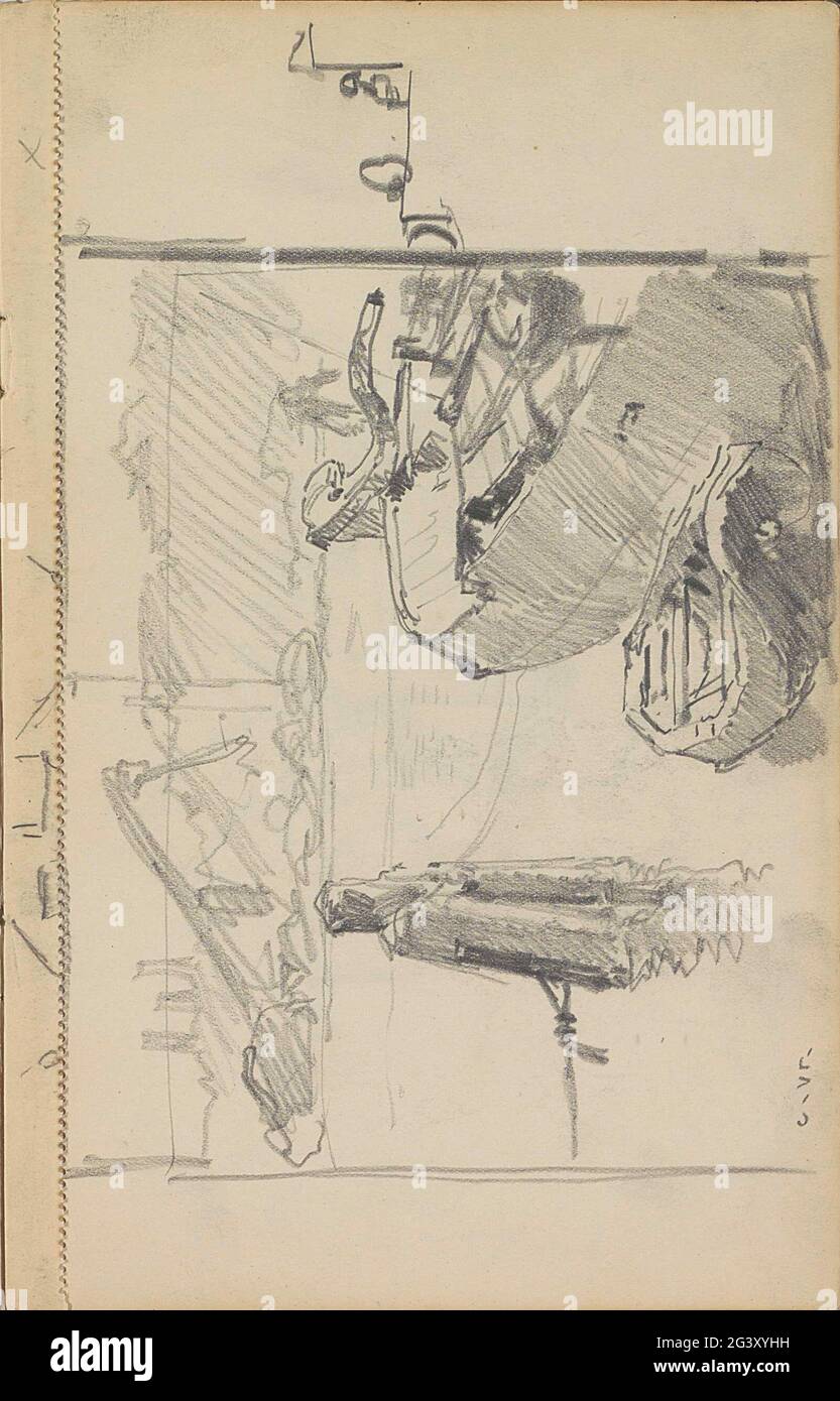 Sailboat at a pile. Leaf 2 recto from a sketchbook with 56 sheets Stock ...