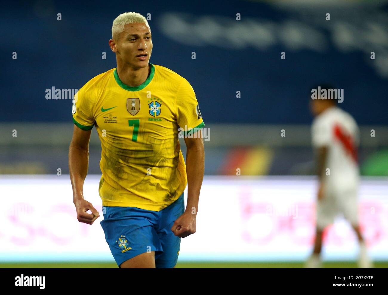 RIO DE JANEIRO, BRAZIL - JUNE 17: : Richarlison of Brazil celebrates ...