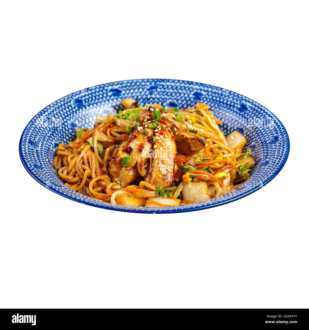 Isolated bowl of asian shrimp noodle wok dish Stock Photo - Alamy