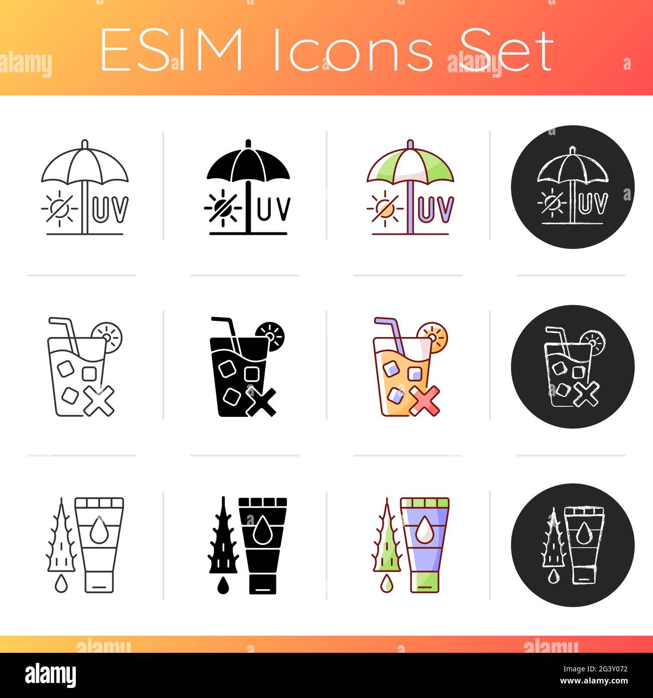 Sunstroke risk during summer icons set Stock Vector Image & Art - Alamy