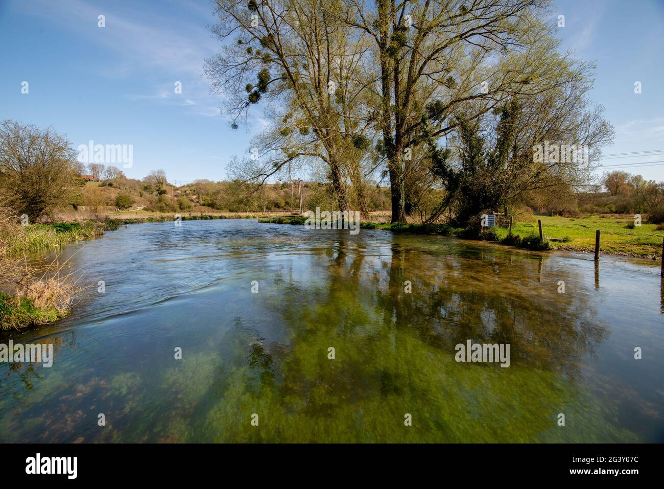 Stretch of the River Test at Houghton Stock Photo - Alamy