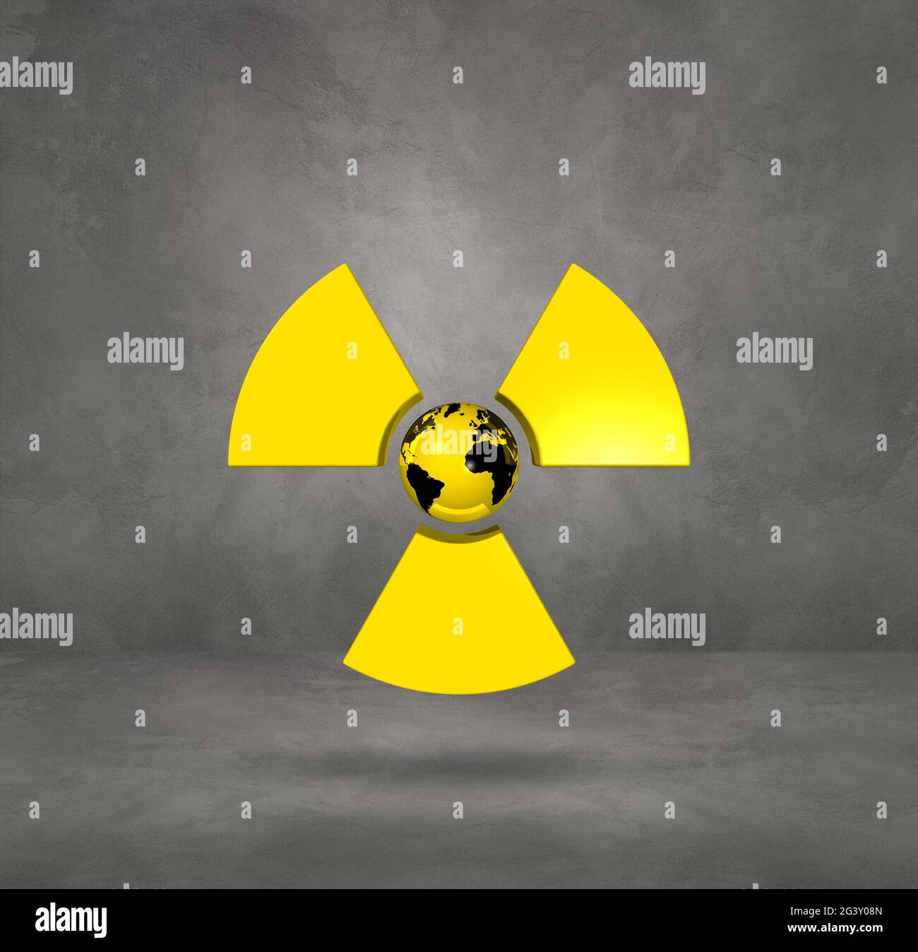 World map on Radioactive symbol. Concrete studio background Stock Photo ...