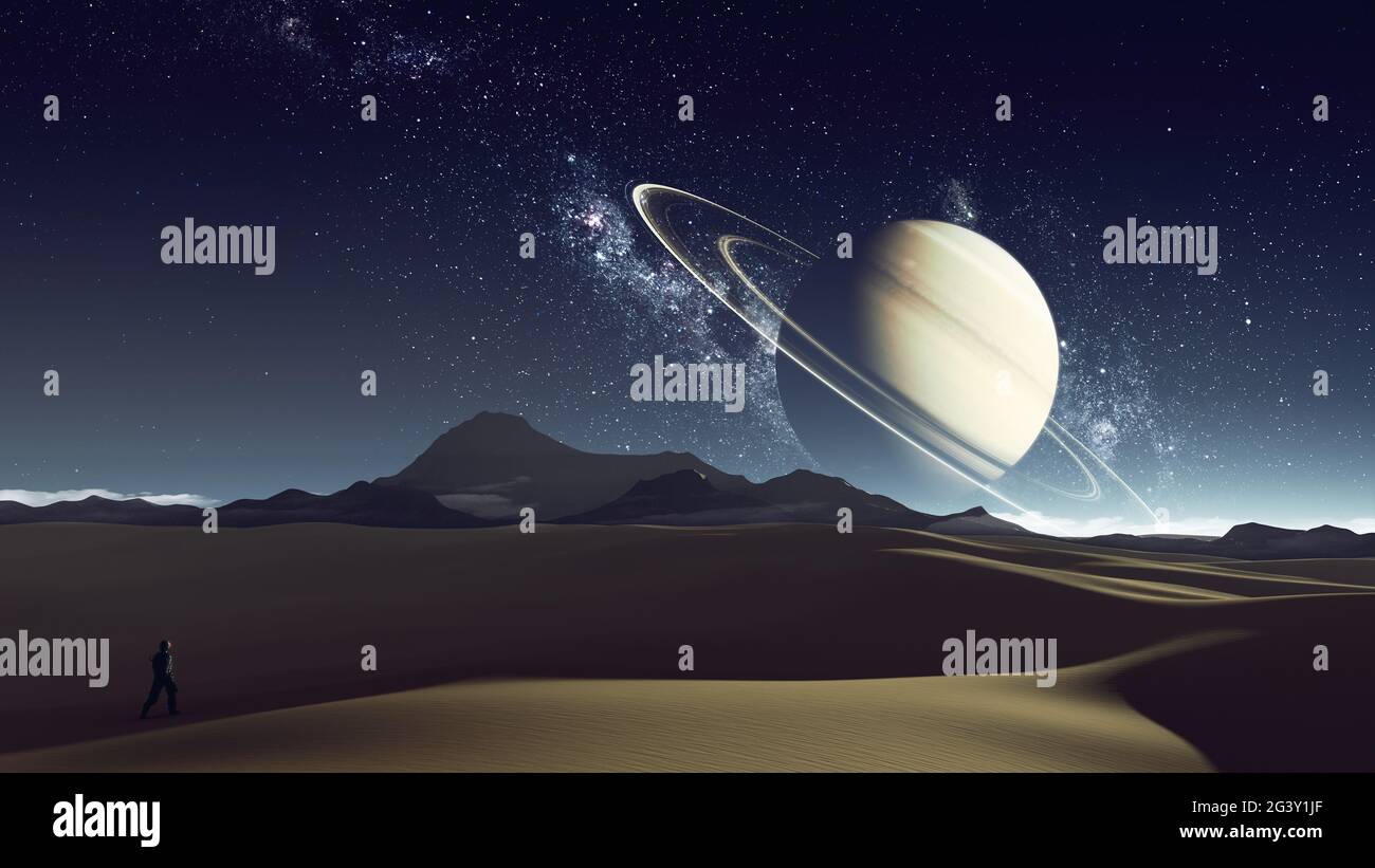 Saturn planet landscape hi-res stock photography and images - Alamy