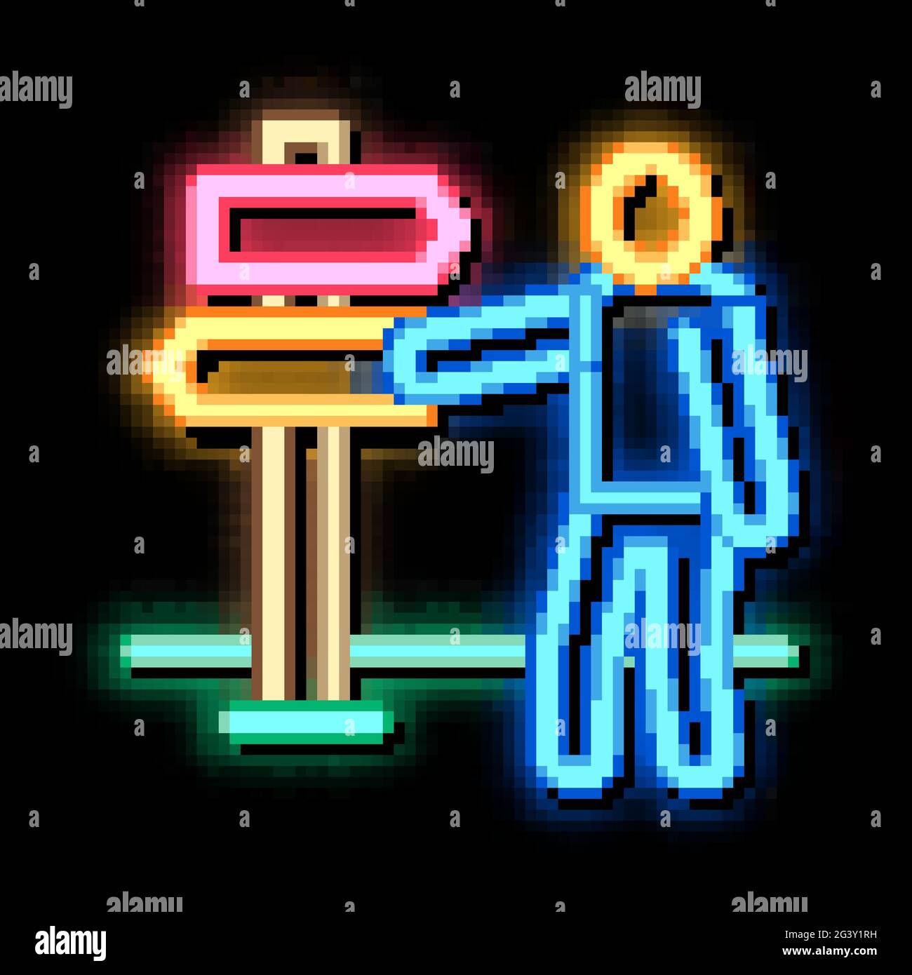 human direction pillar neon glow icon illustration Stock Vector Image ...