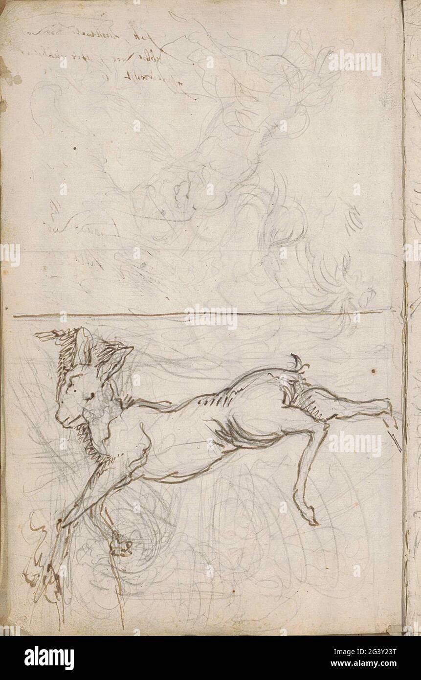 Hanging deer. Leaf 1 verso from a sketchbook with 15 sheets Stock Photo ...