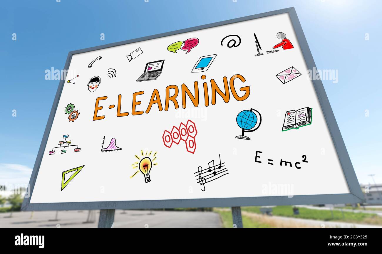 E-learning concept drawn on a billboard Stock Photo - Alamy